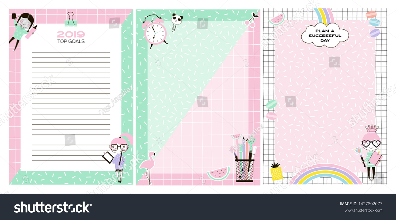 Blank Planner Book Pages Flat Vector Stock Vector (Royalty Free ...