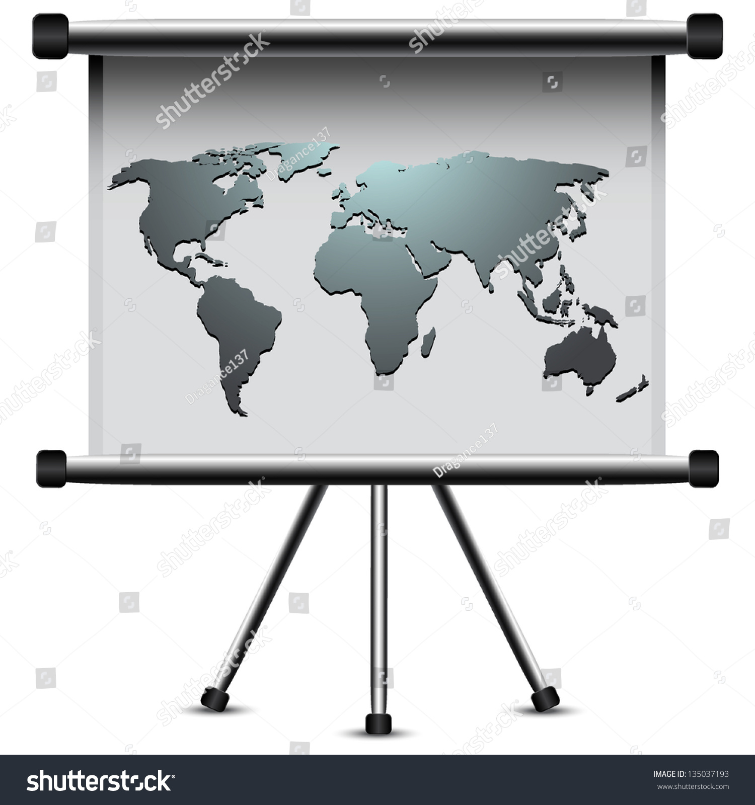 Blank Portable Projector Screen World Map Stock Vector (Royalty Free ...