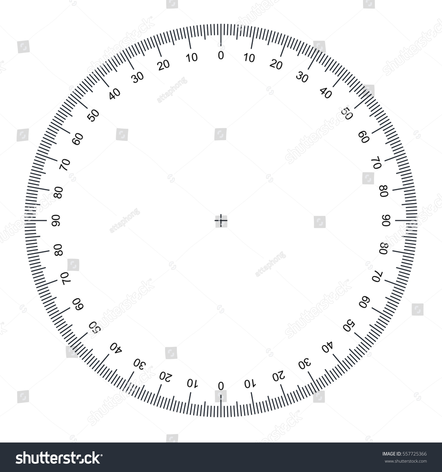 Blank Protractor Actual Size Graduation Isolated Stock Vector (Royalty ...