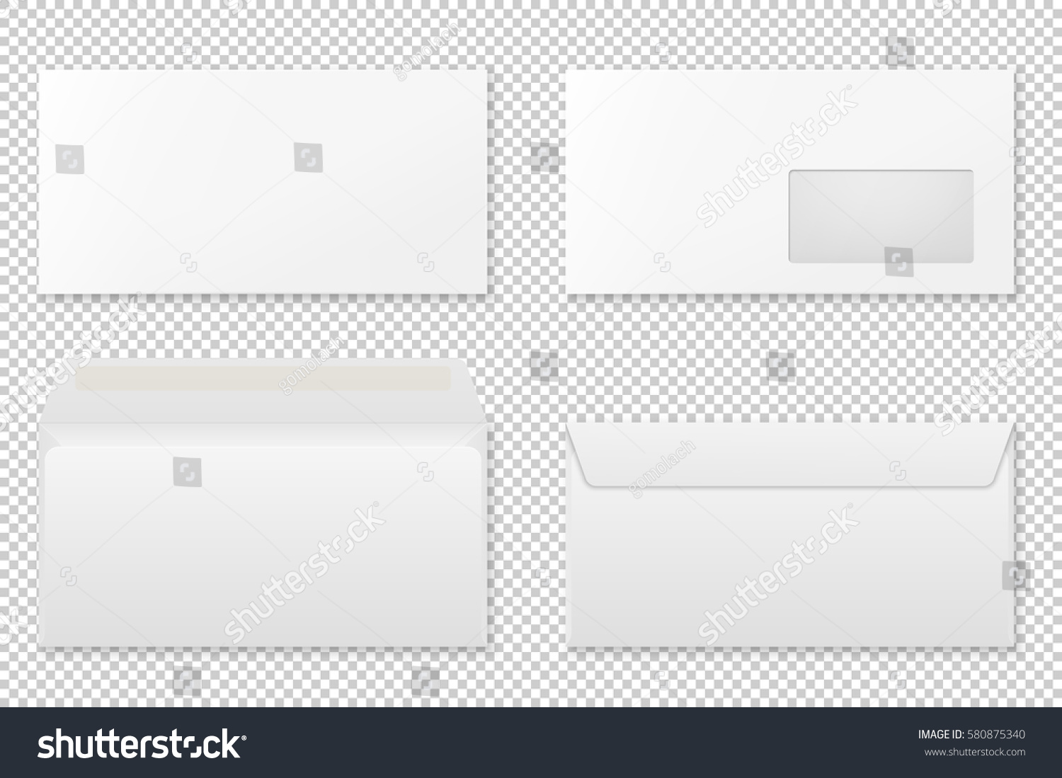 Blank Realistic Envelope Set Vector Mockup Stock Vector (Royalty Free ...