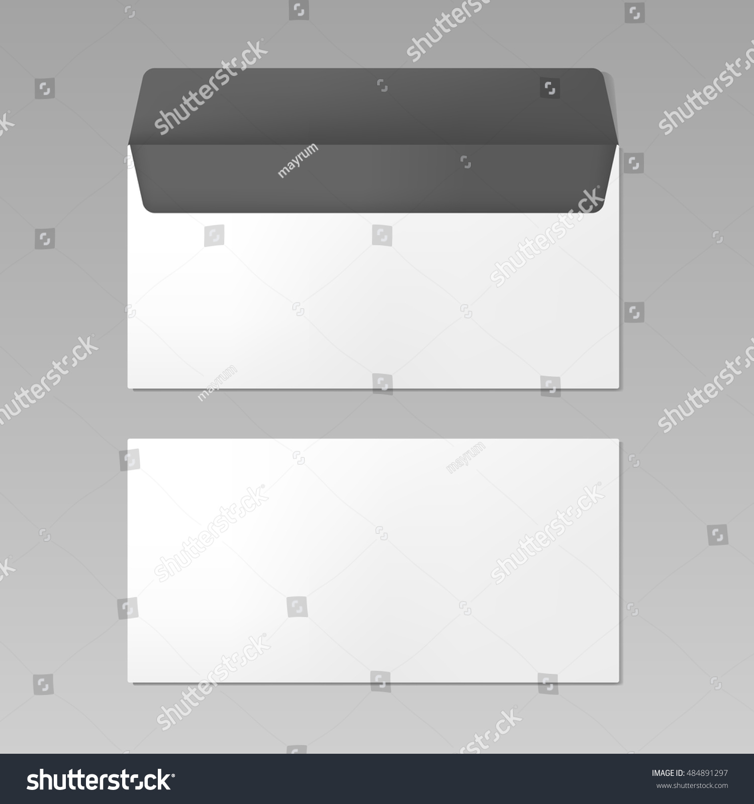 Blank Realistic Opened Envelope Front Back Stock Vector (Royalty Free ...