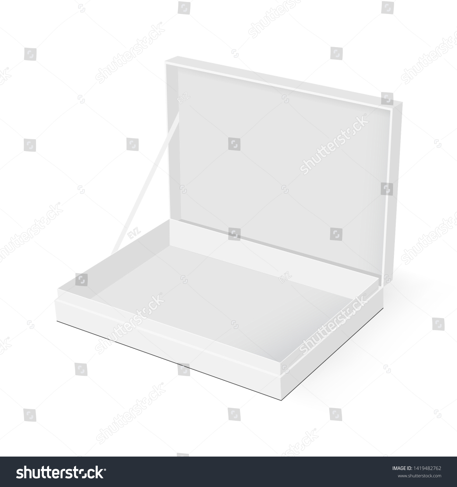 Blank Rectangular Box Opened Lid Mockup: เวกเตอร์สต็อก (ปลอดค่า ...