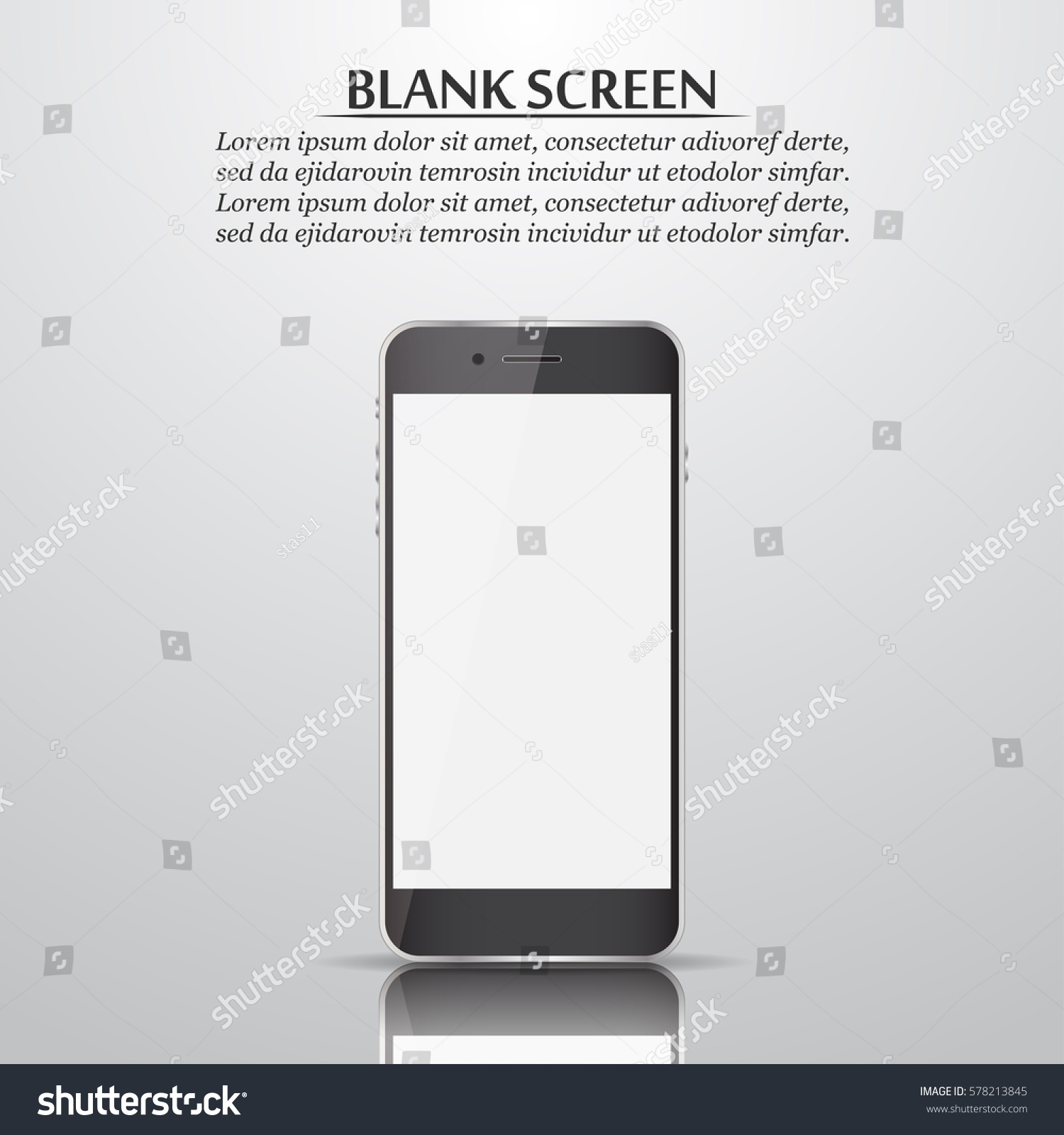 Blank Screen Smartphone Reflection Shadow Vector Stock Vector (Royalty ...