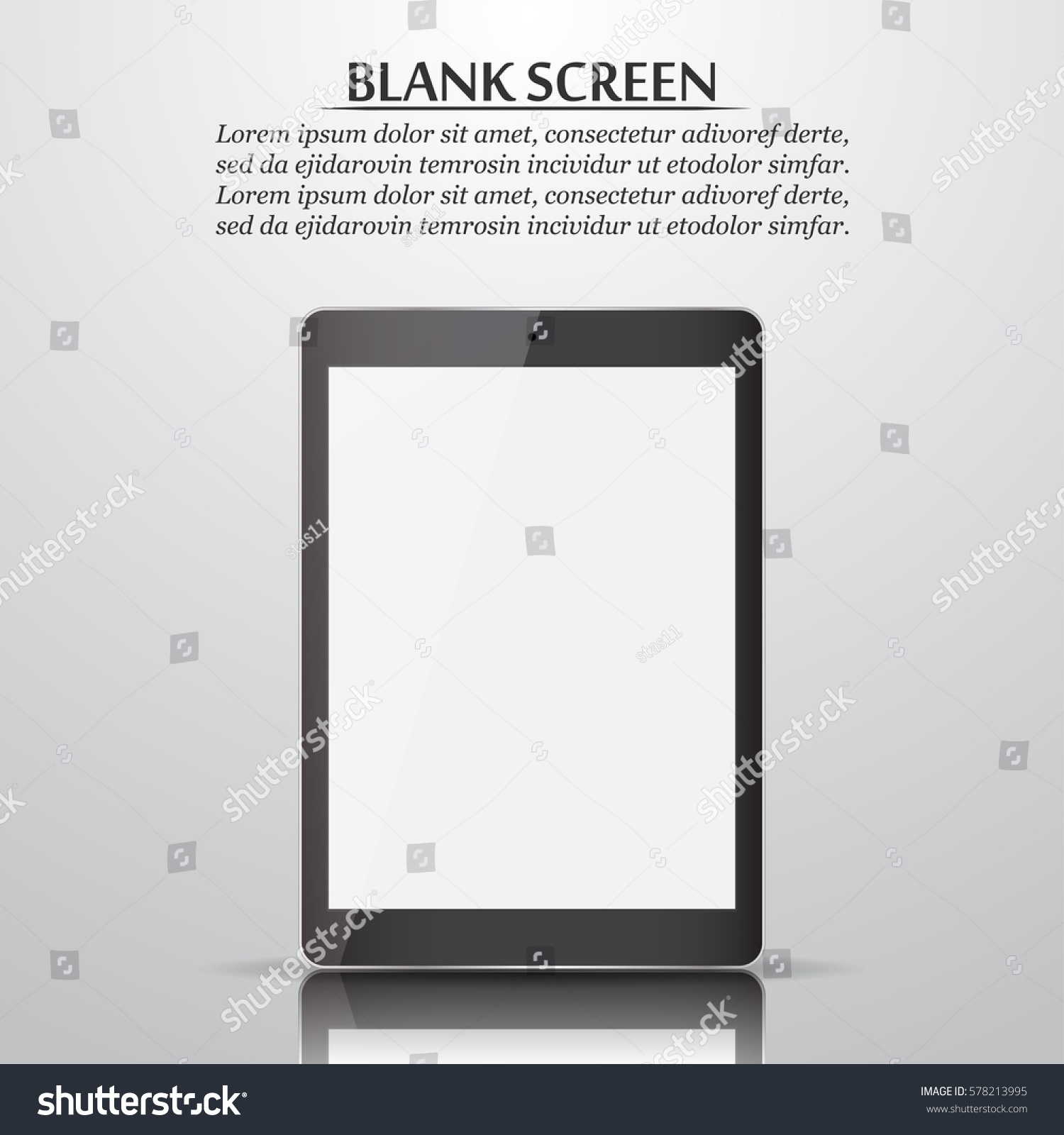 Blank Screen Tablet Reflection Shadow Vector Stock Vector (Royalty Free ...