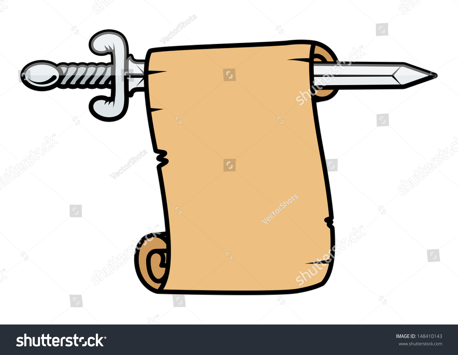 Blank Scroll Parchment Sword Vector Illustration: เวกเตอร์สต็อก (ปลอด ...