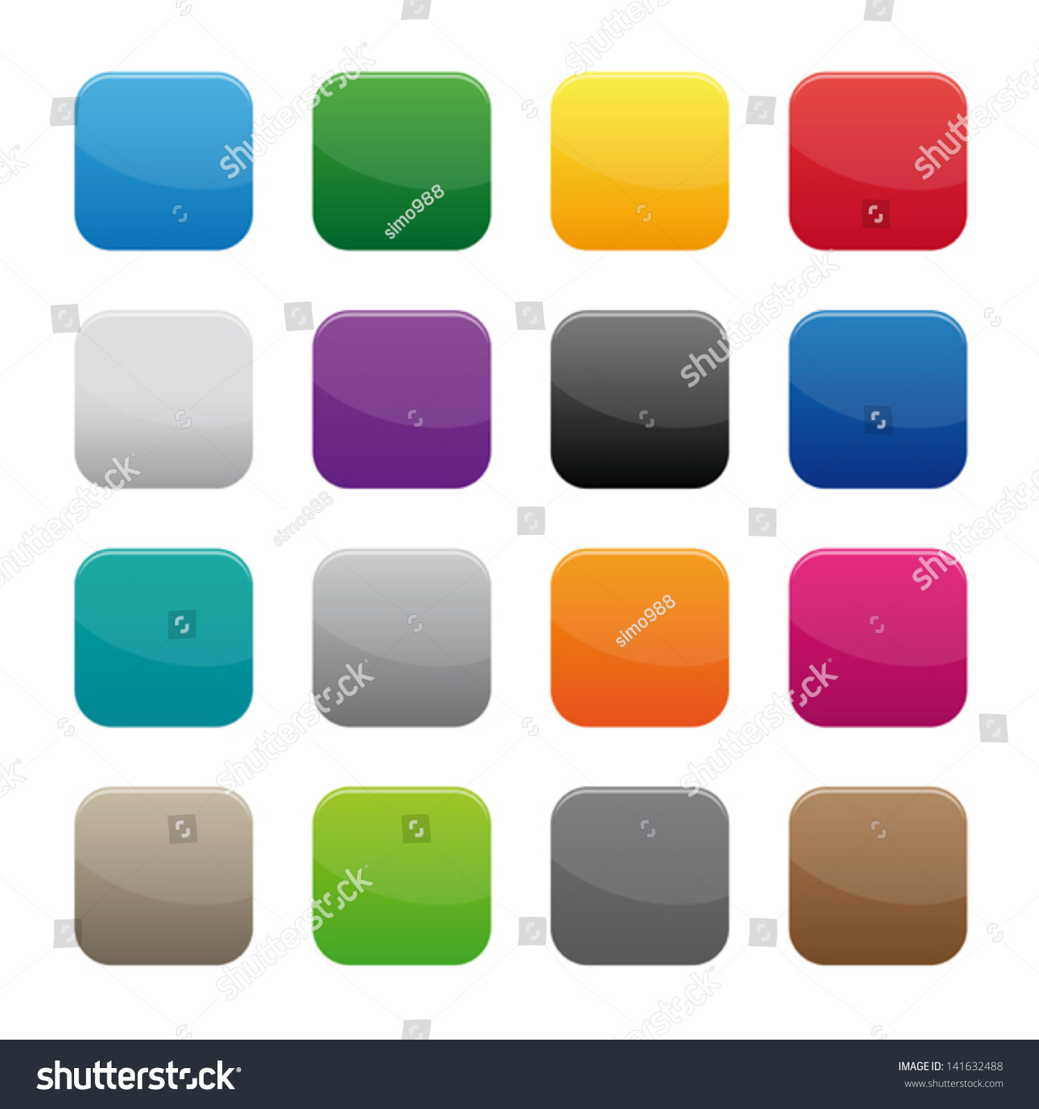 Blank Square Buttons Stock Vector (Royalty Free) 141632488