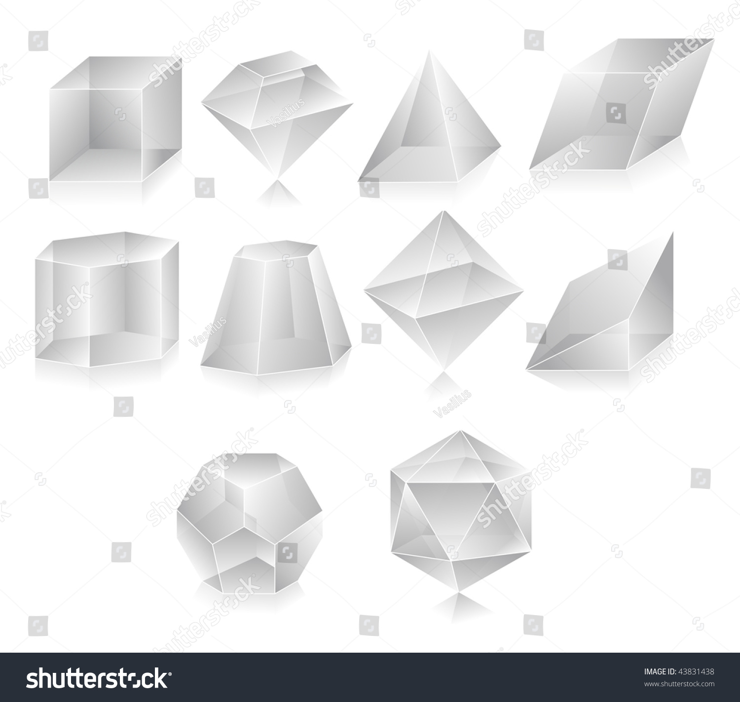 Blank Translucent 3d Shapes Design Illustration Stock Vector (Royalty ...