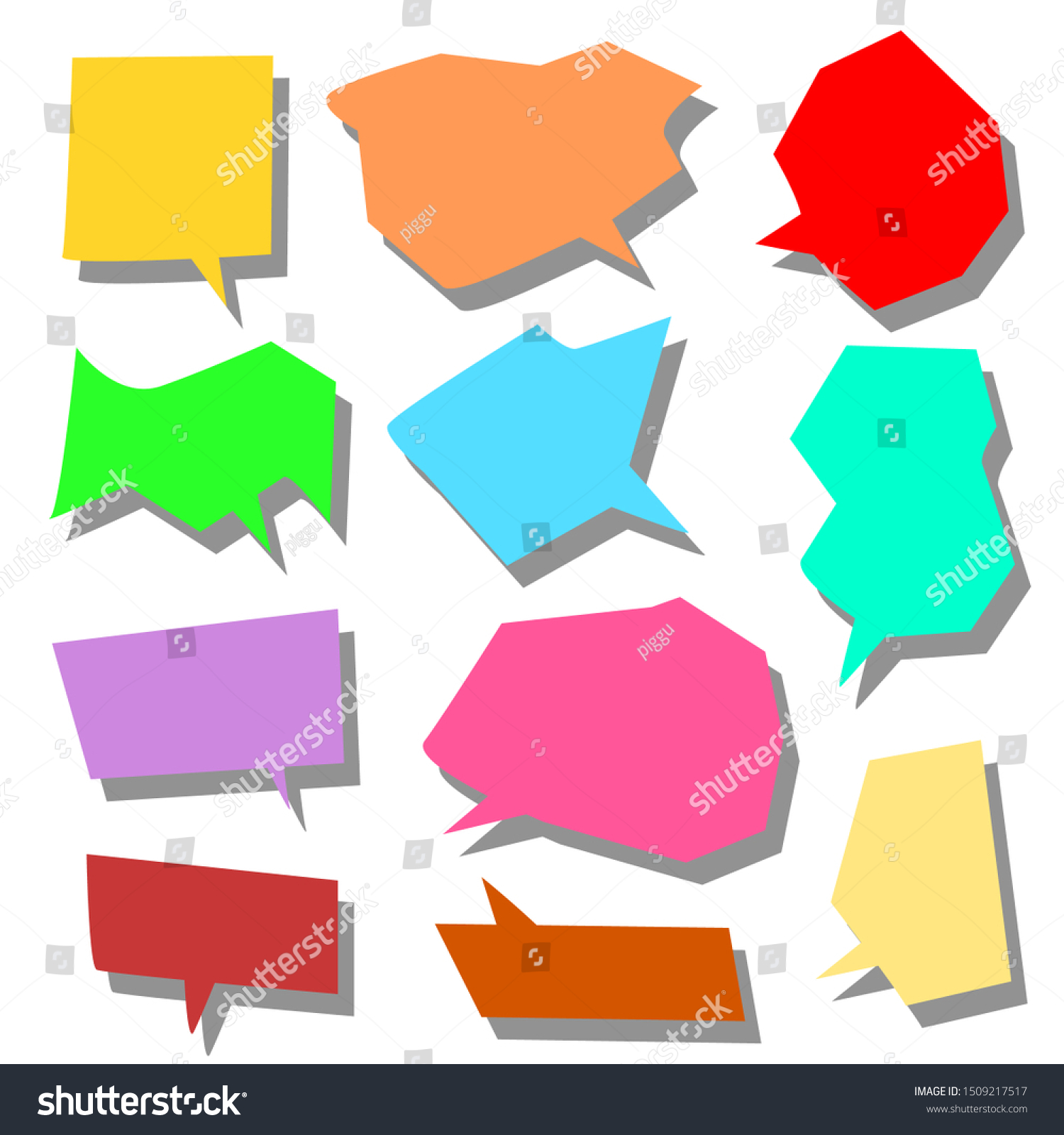 Blank Various Color Speech Bubbles Set Stock Vector (Royalty Free ...