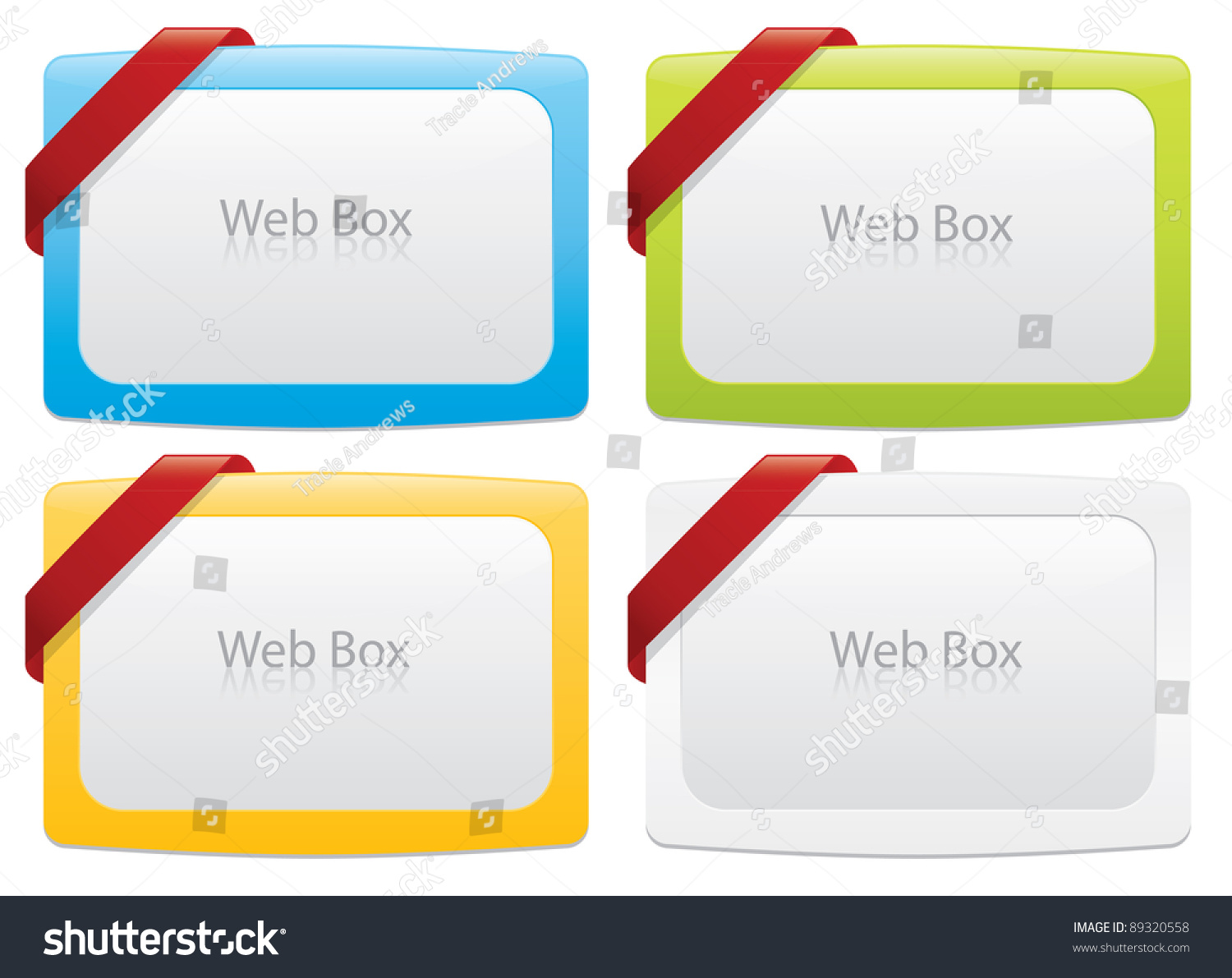 Blank Web Boxes Ribbons Isolated On Stock Vector (Royalty Free) 89320558