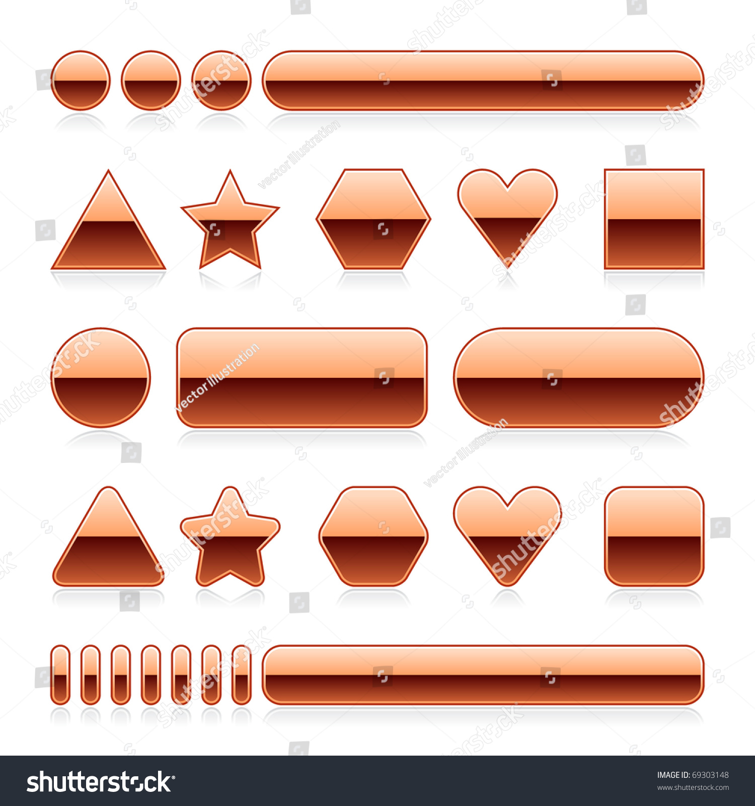 Blank Web 20 Metal Buttons Reflection Stock Vector (Royalty Free) 69303148