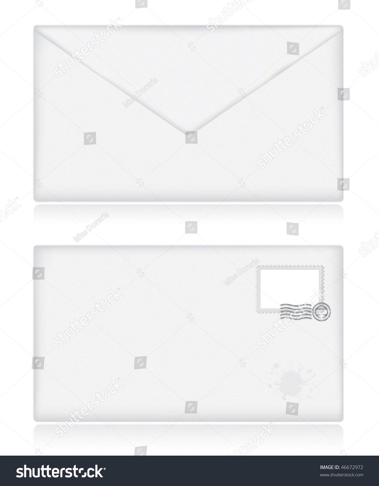 Blank White Envelope Front Back Marked: vector de stock (libre de ...