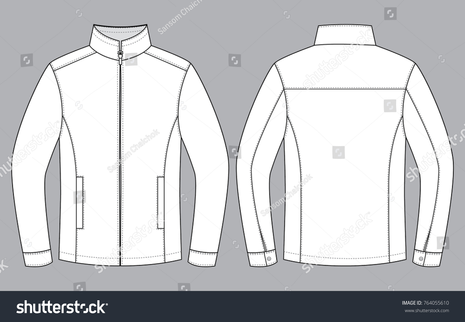 Vektor Stok Blank White Jacket Vector Templatefront Back (Tanpa Royalti ...