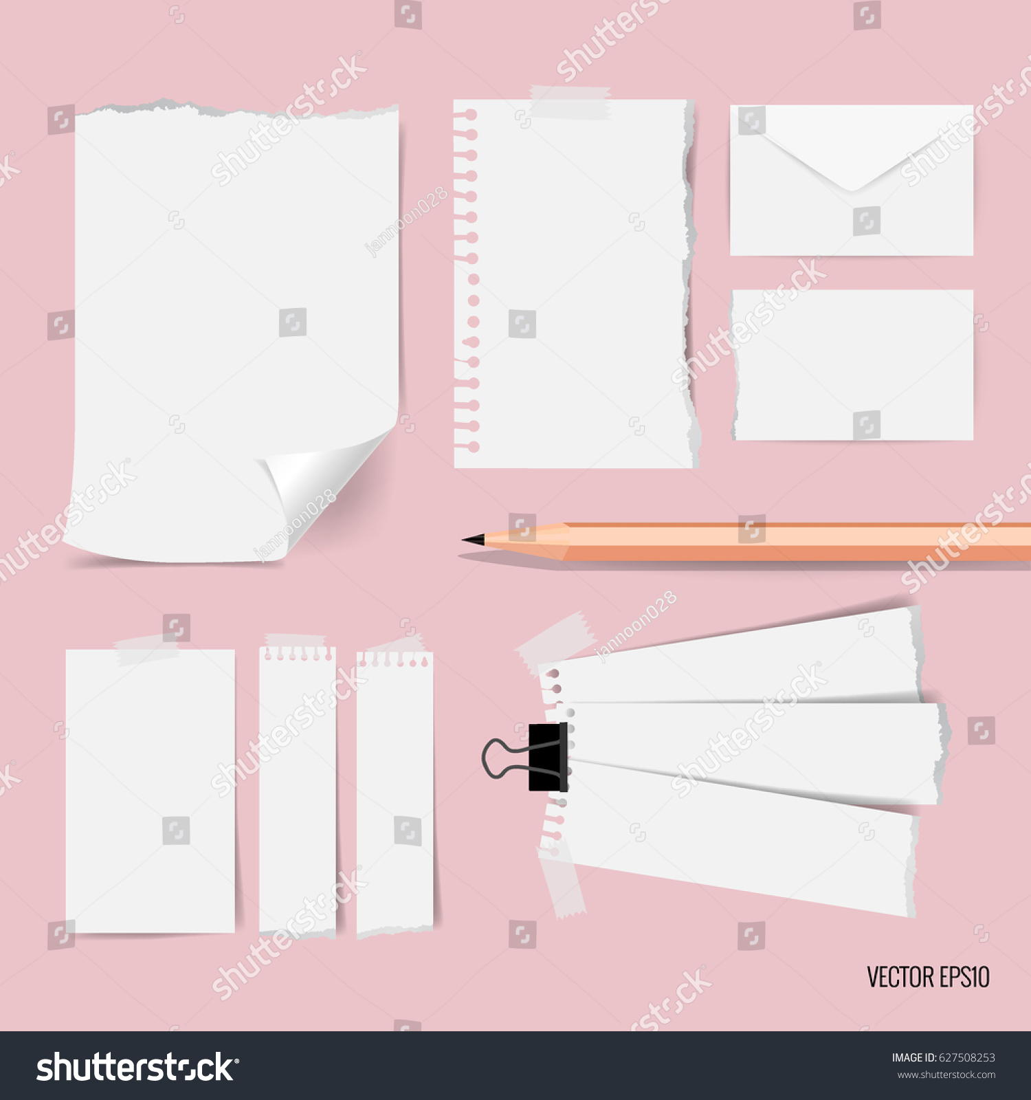 Papier blanc vierge, papier de note, : image vectorielle de stock ...