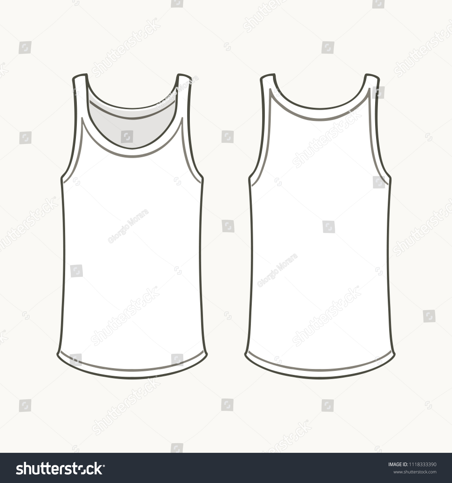 Blank White Singlet Template Stock Vector (Royalty Free) 1118333390 ...