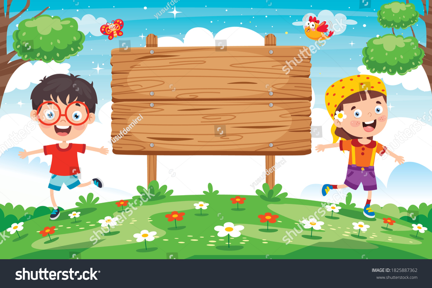 Vektor Stok Blank Wooden Sign Board Illustration (Tanpa Royalti ... Vektor Stok Blank Wooden Sign Board Illustration (Tanpa Royalti ...