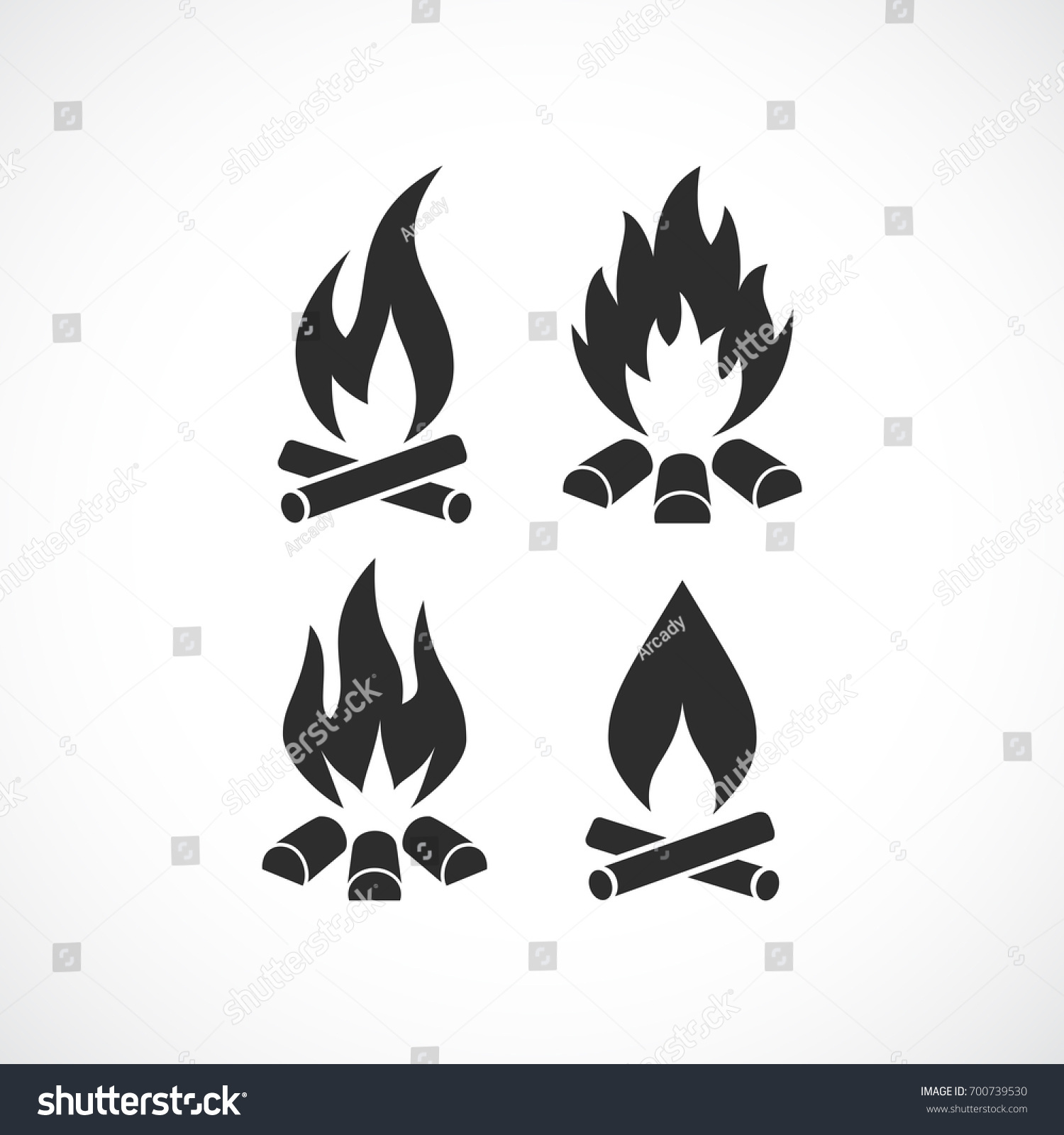 Blazing Fire Flame Vector Icon Set Stock Vector (Royalty Free ...