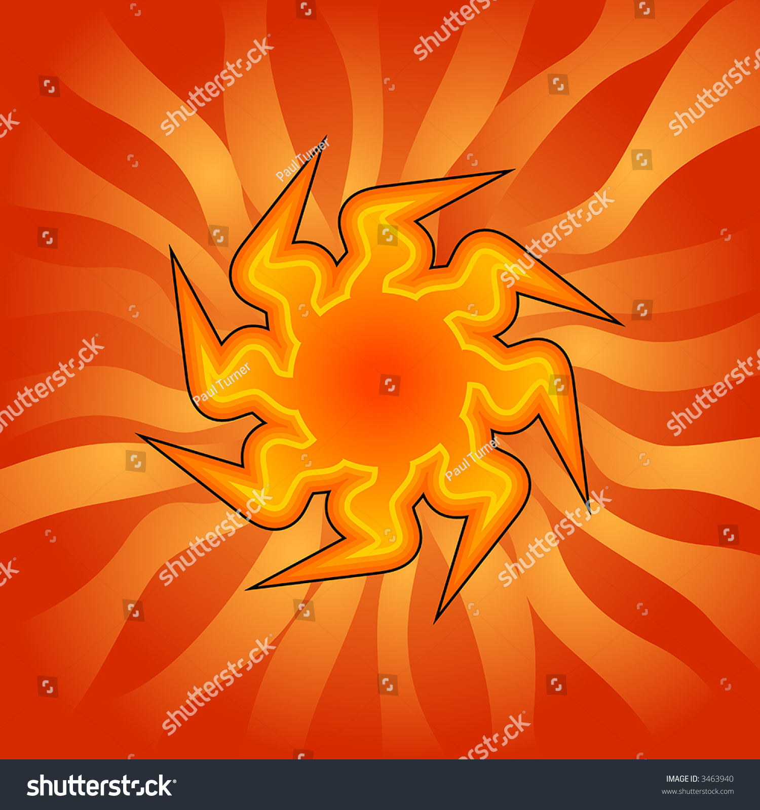 Blazing Vector Sun On Hot Ray Stock Vector (Royalty Free) 3463940