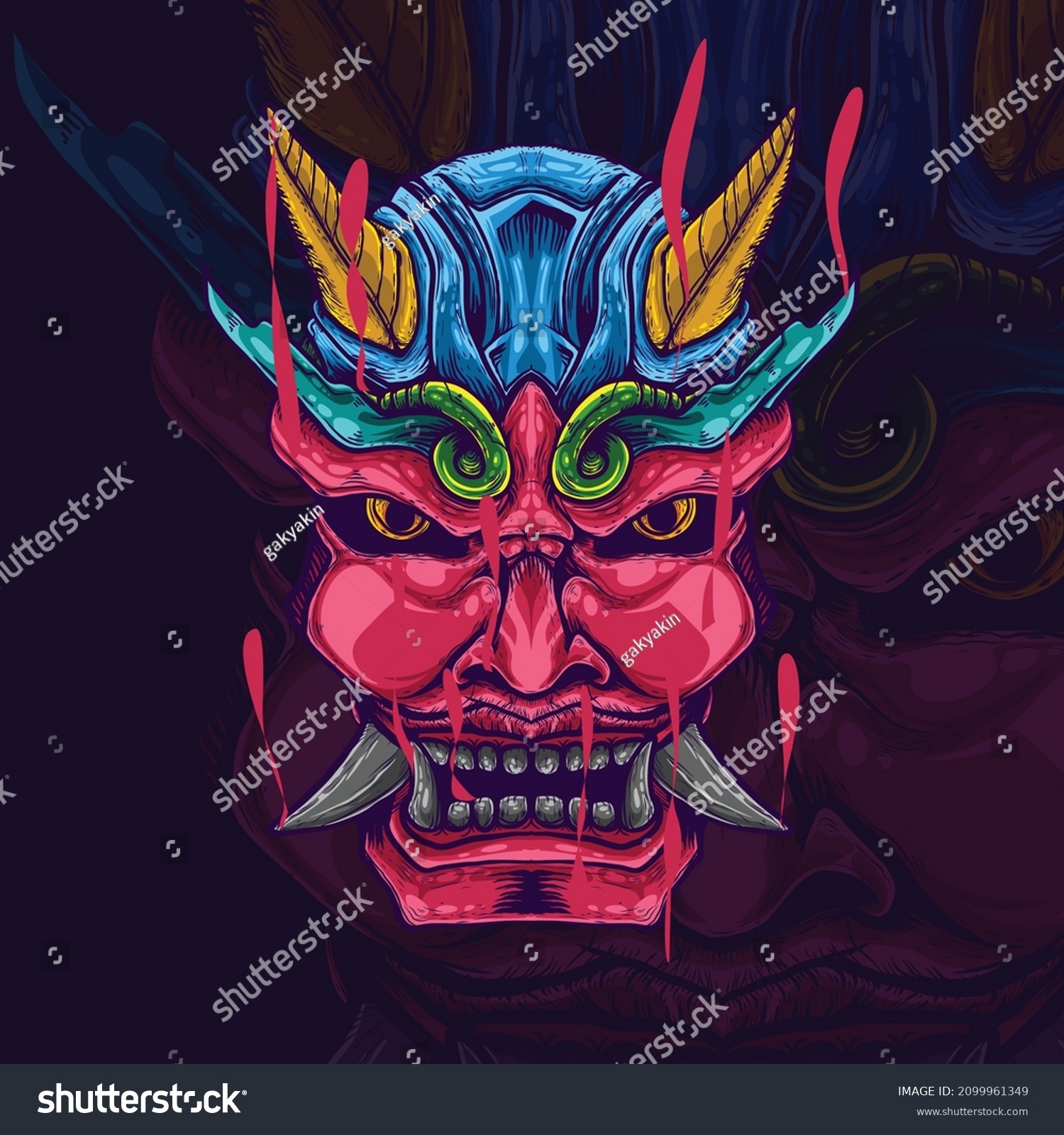 Bleeding Demon Face Artwork Illustration Stock Vector (Royalty Free ...