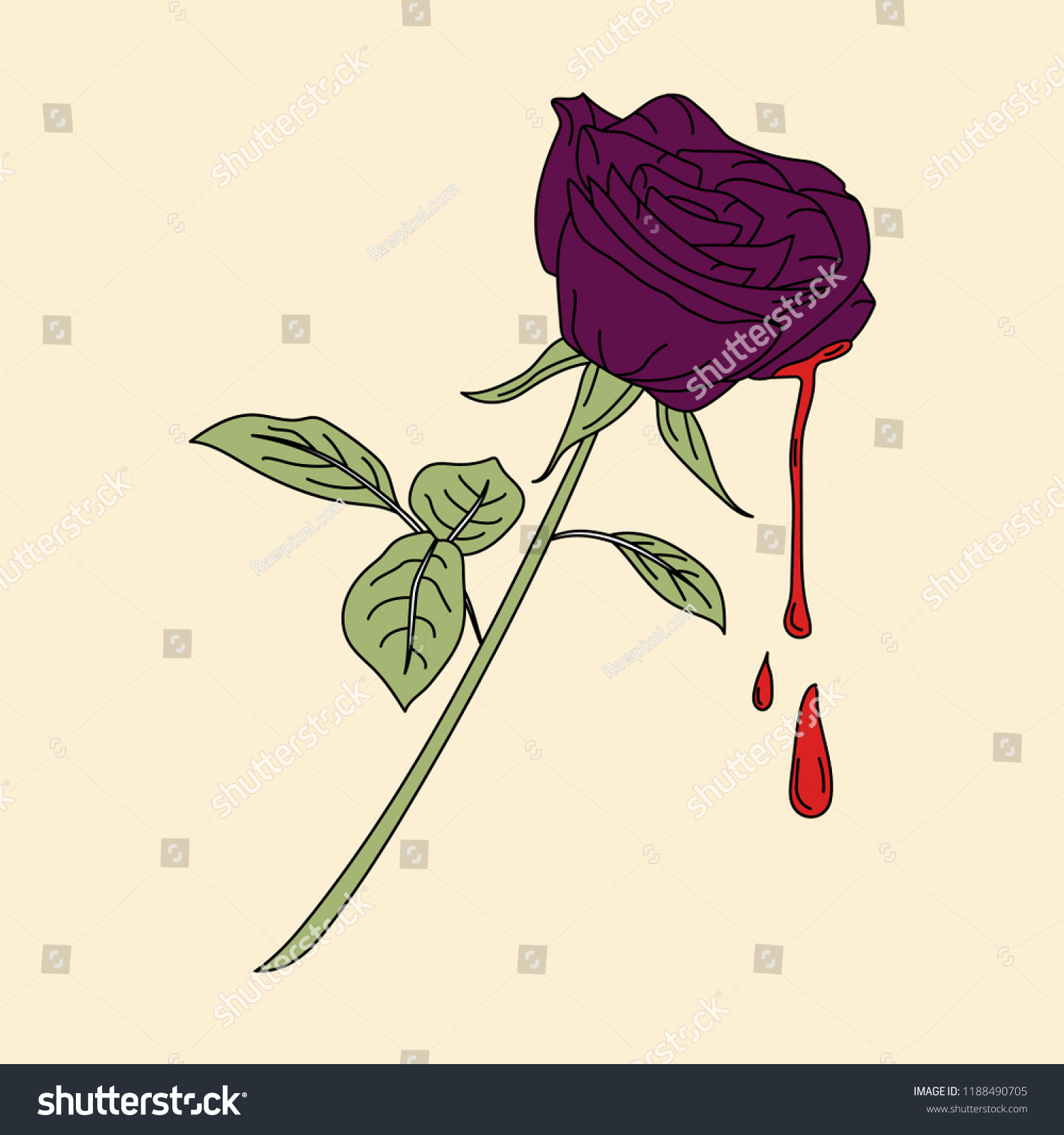 Bleeding Purple Rose Sticker Vector Stock Vector (Royalty Free ...