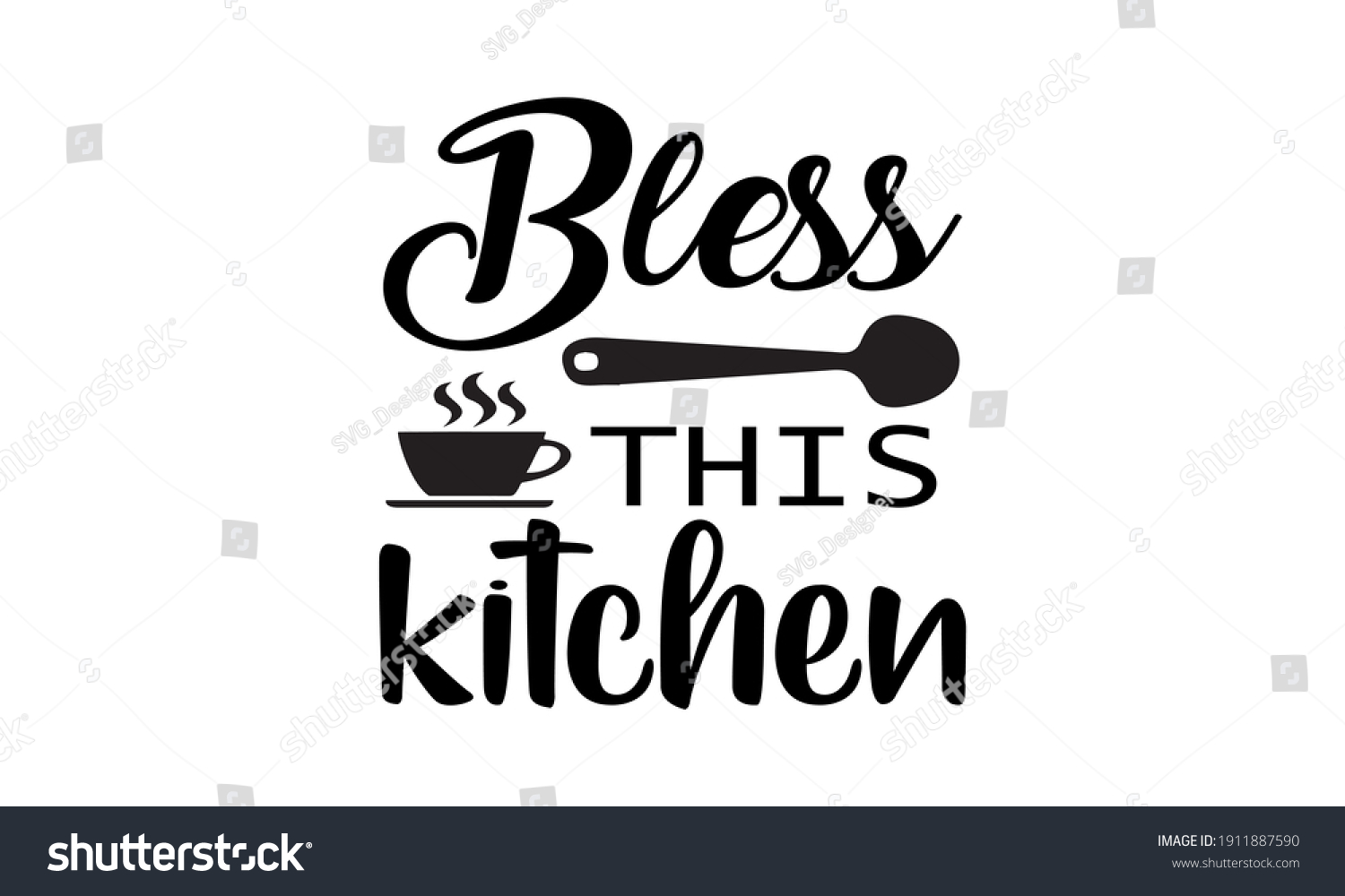 Bless This Kitchen Kitchen Vector Clip Stock Vector (Royalty Free ...