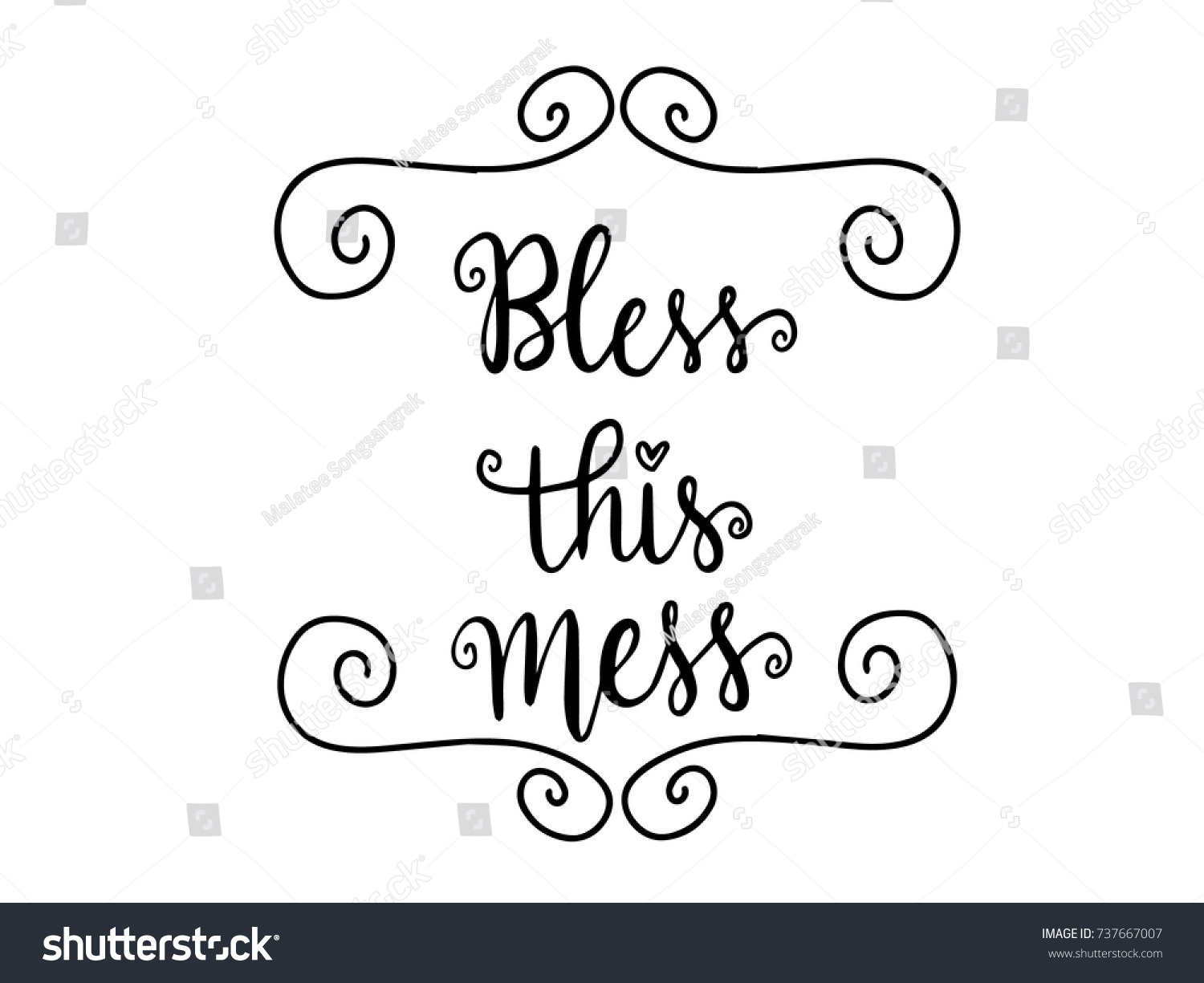 Bless This Mess Calligraphy Hand Lettering: vector de stock (libre de regalías) 737667007 ...