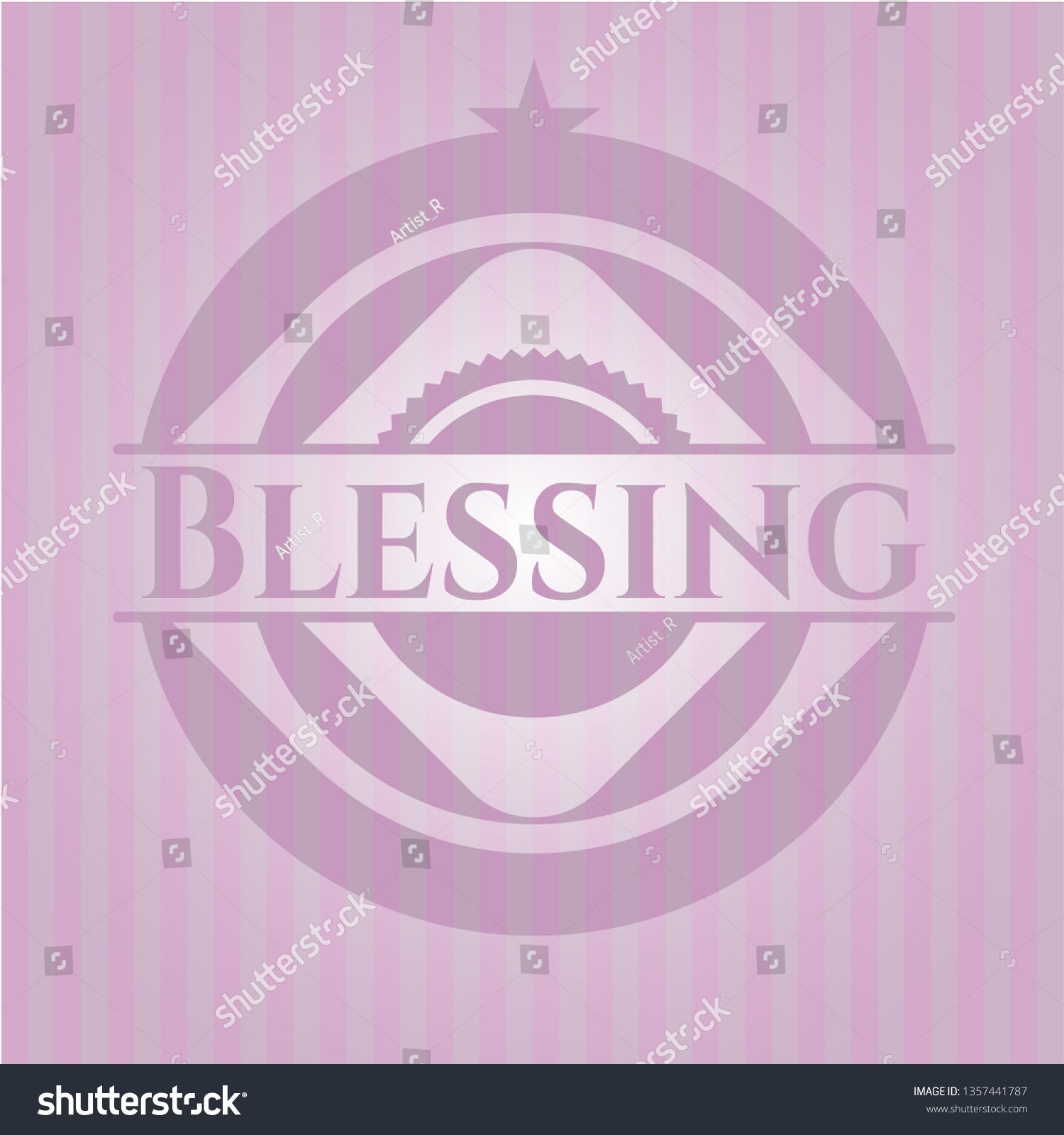 Blessing Badge Pink Background Stock Vector (Royalty Free) 1357441787 ...