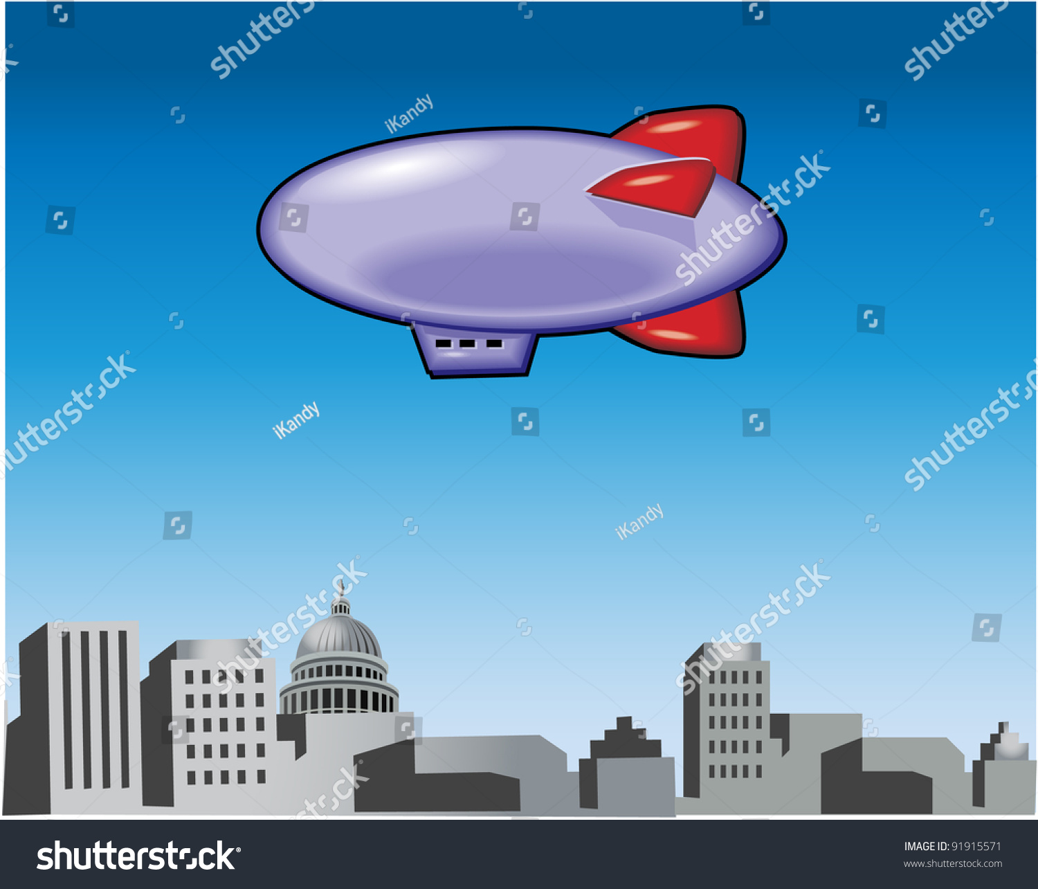 Blimp Over City Stock Vector (Royalty Free) 91915571 | Shutterstock