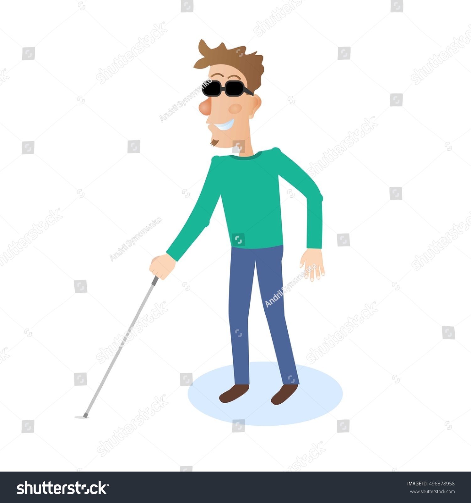 Blind Man Character Stock Vector (Royalty Free) 496878958