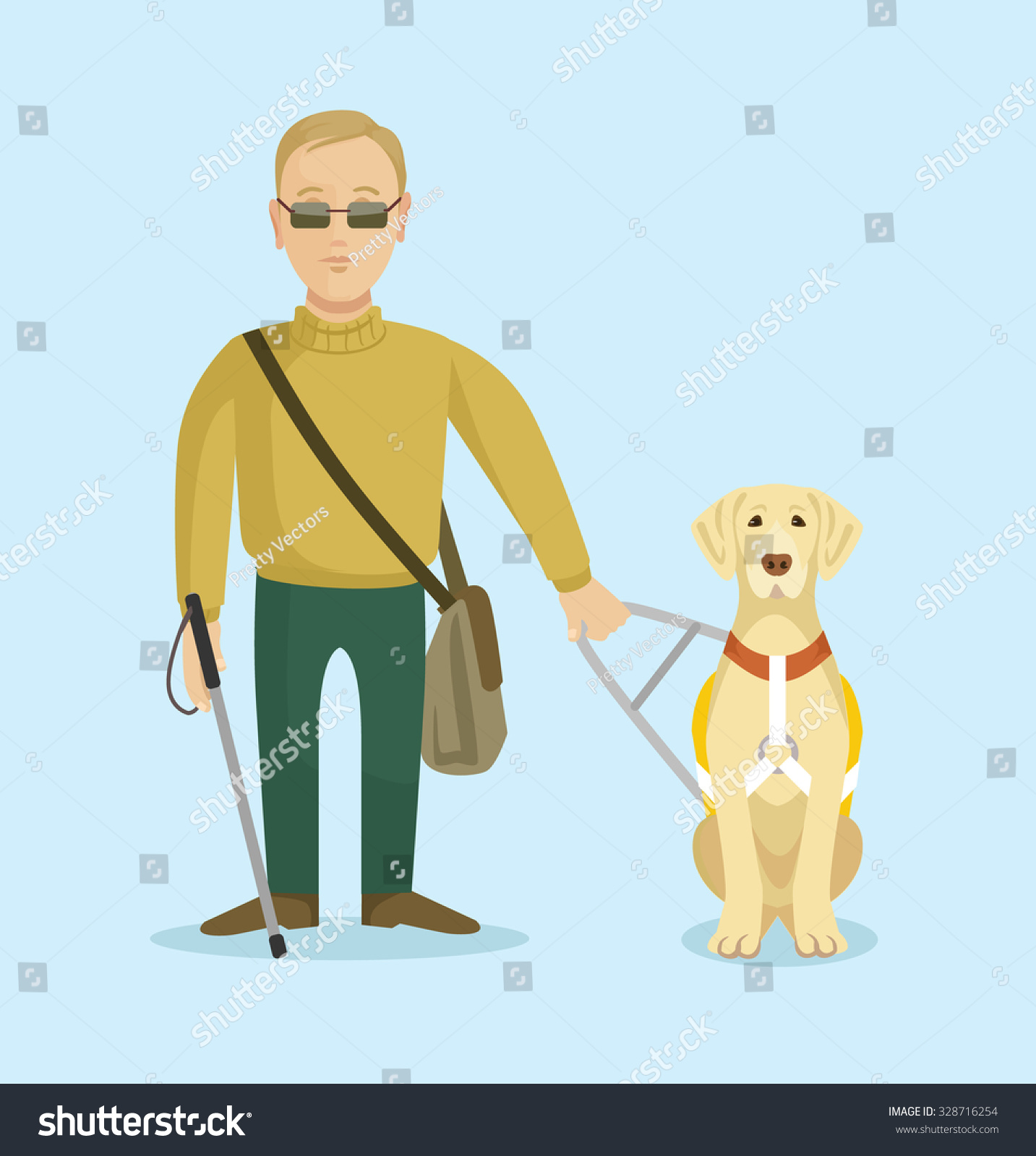 Blind Man Guide Dog Vector Flat: เวกเตอร์สต็อก (ปลอดค่าลิขสิทธิ์) 328716254