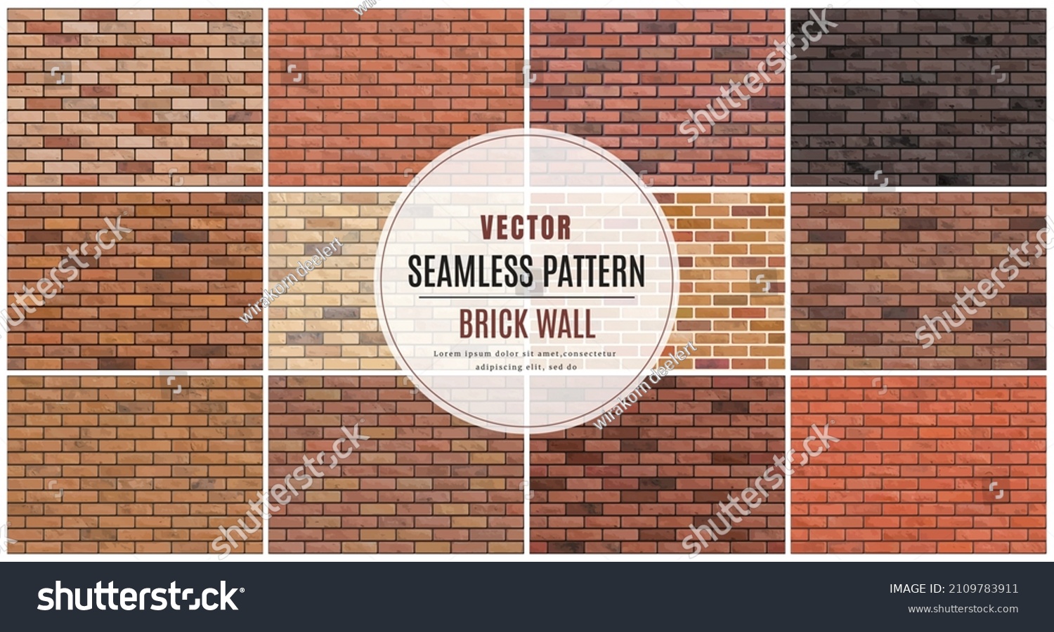 Block Brick Wall Seamless Pattern Collection Stock Vector (Royalty Free ...