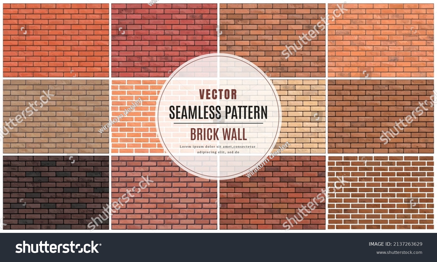 Block Brick Wall Seamless Pattern Collection Stock Vector (Royalty Free ...