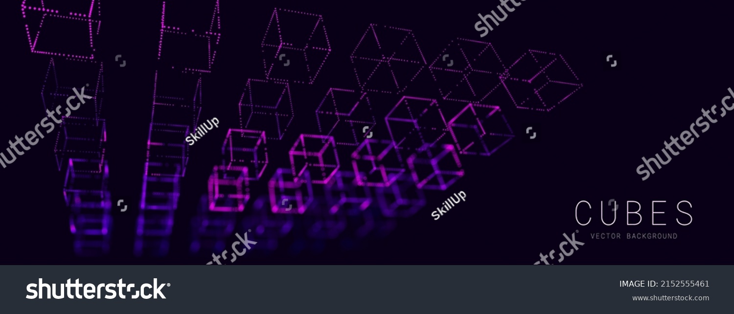 Blockchain Abstract Cubes Technology Background Artificial Stock Vector ...