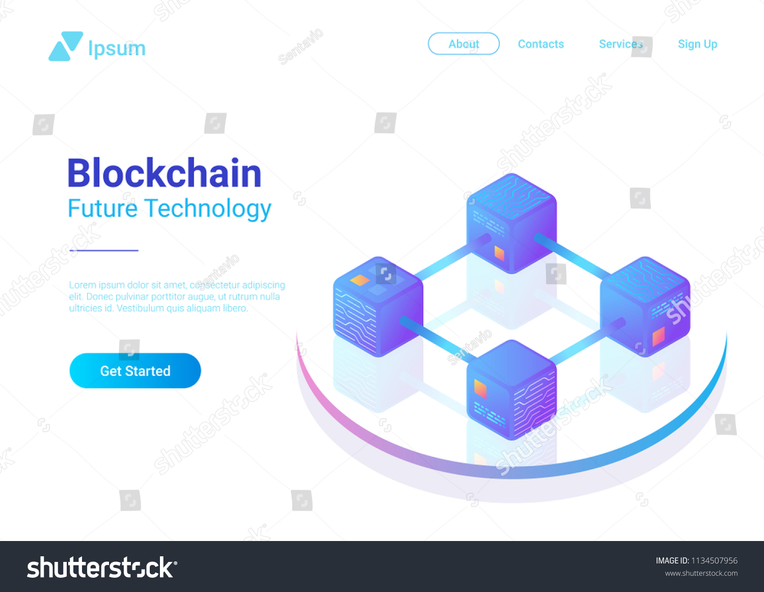 Blockchain Technology Isometric Flat Vector Illustration Stock Vector ...