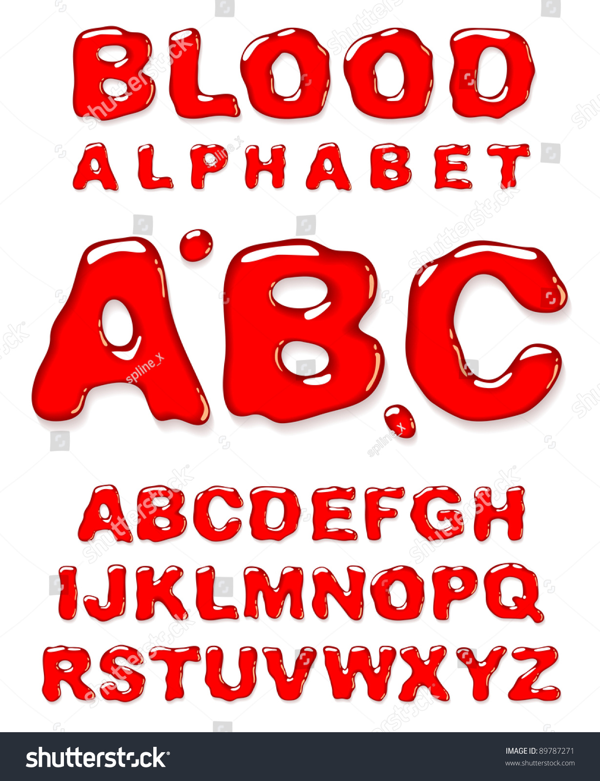 Blood Alphabet Vector Letters Set Stock Vector (Royalty Free) 89787271