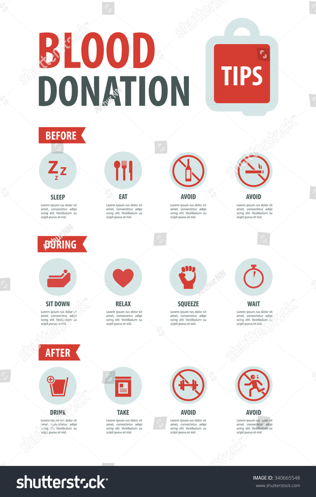 Blood Donation Tips Infographic Vector: vector de stock (libre de ...
