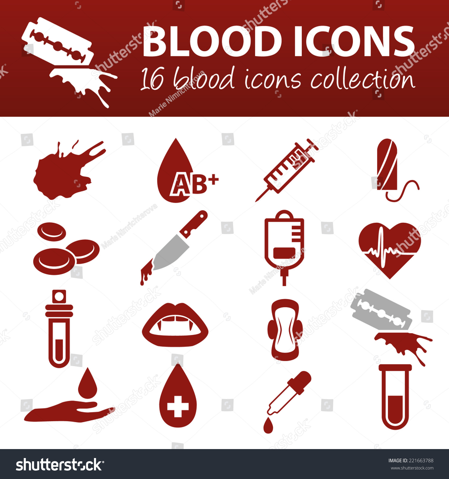 Blood Icons Stock Vector Illustration 221663788 : Shutterstock