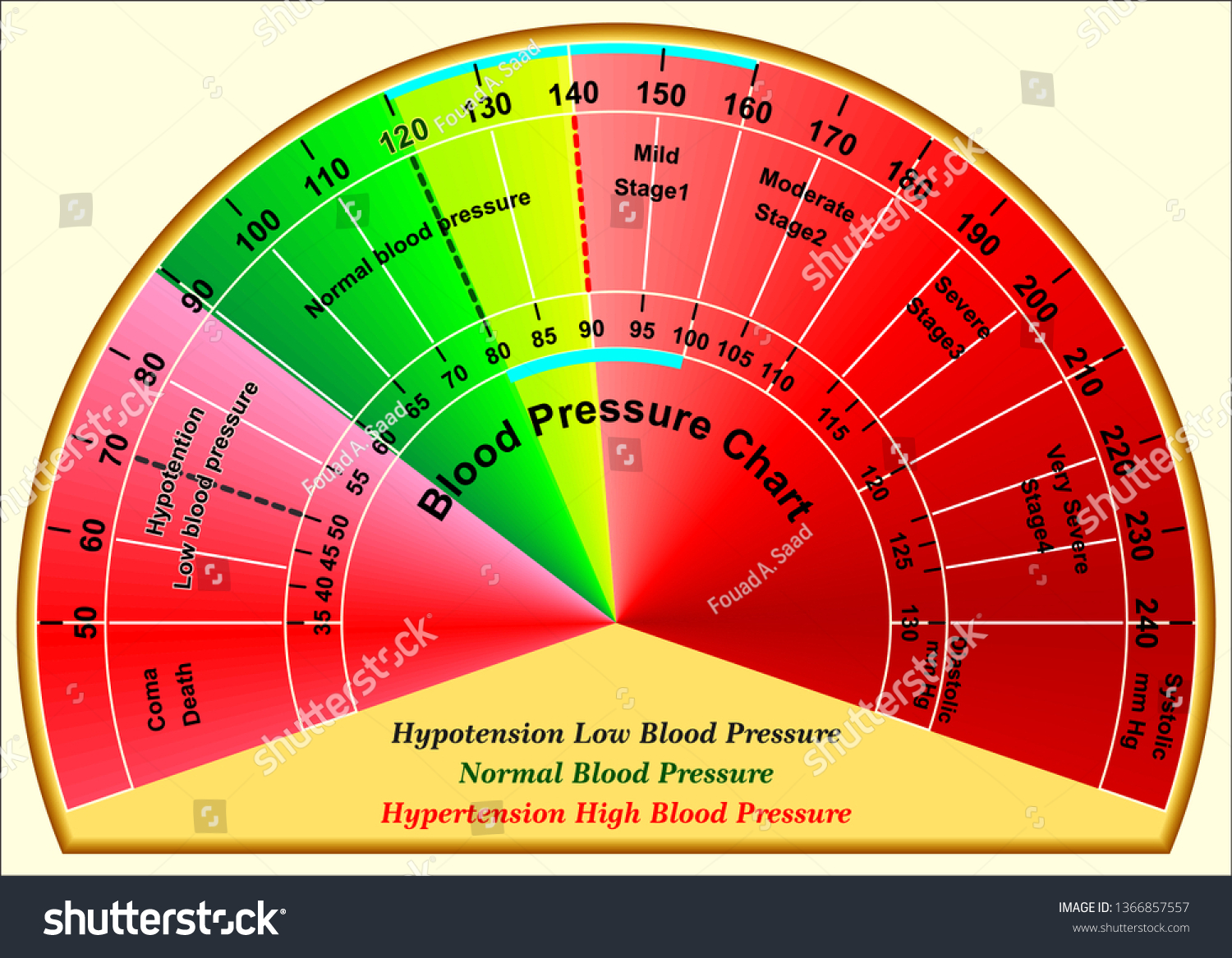 Blood Pressure Chart: vetor stock (livre de direitos) 1366857557
