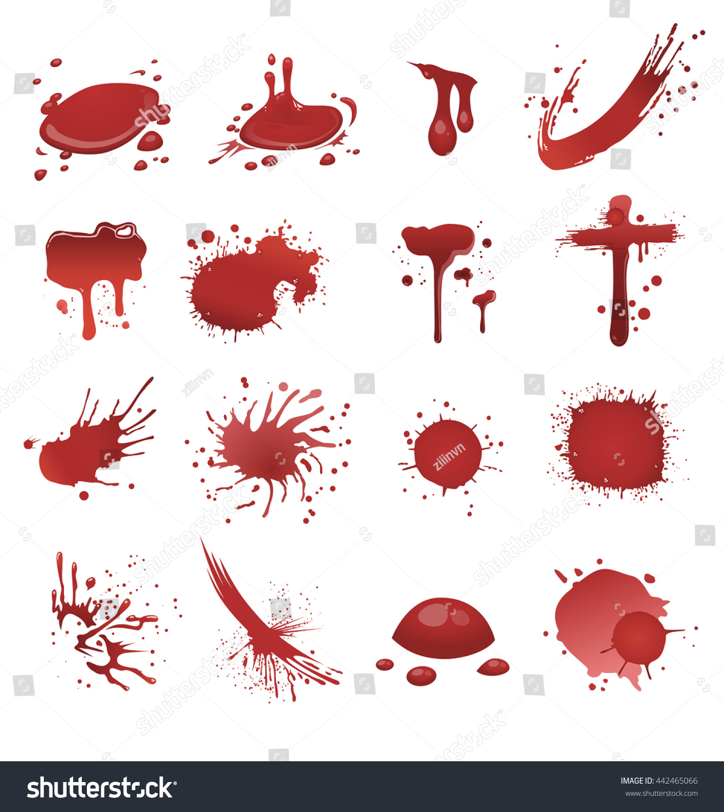 Blood Splatter Vector Illustration Set: เวกเตอร์สต็อก (ปลอดค่าลิขสิทธิ์ ...