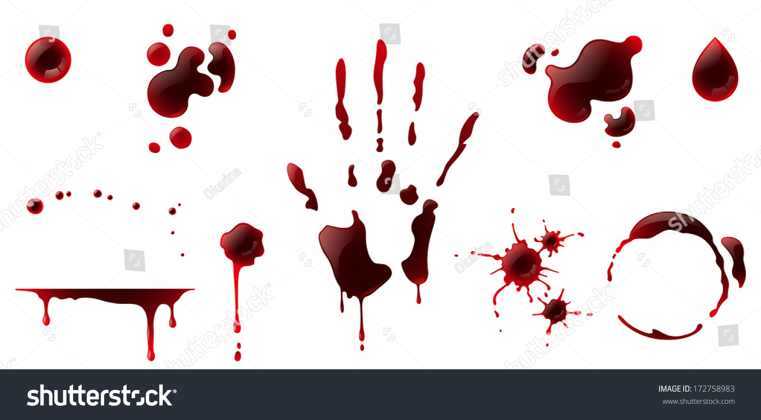 Blood Stain Set Stock Vector Illustration 172758983 : Shutterstock