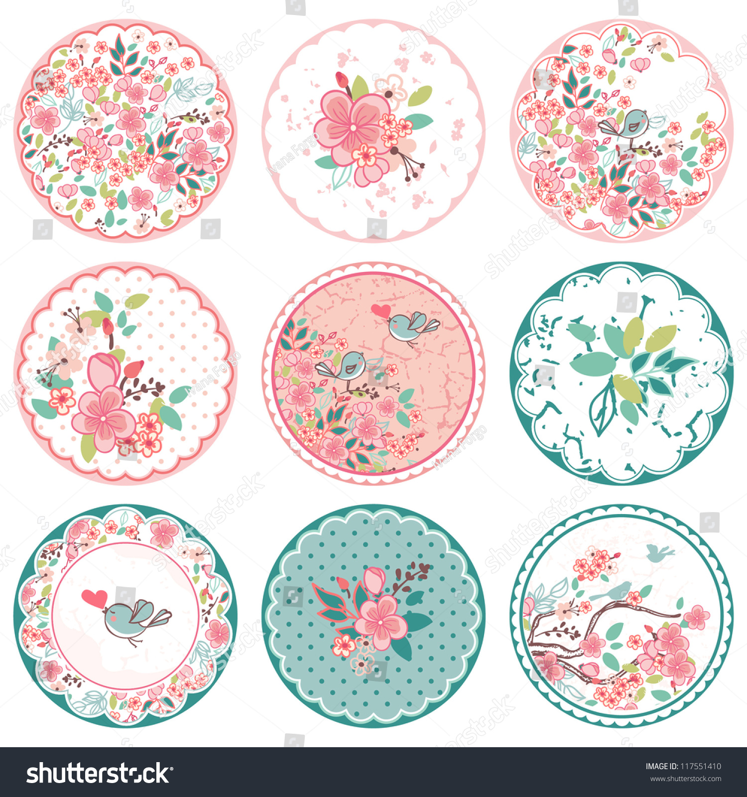 Blooming Circle Tags Stock Vector (Royalty Free) 117551410 | Shutterstock