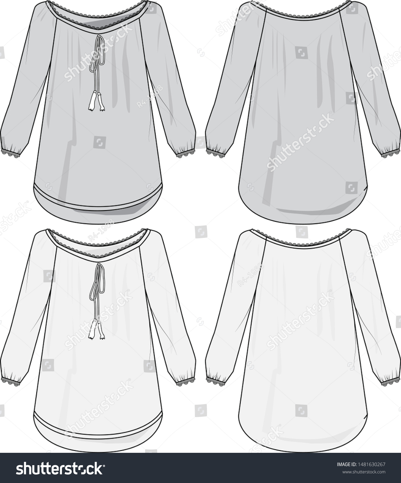 Blouse Vector Woman Template Pattern Stock Vector (Royalty Free ...