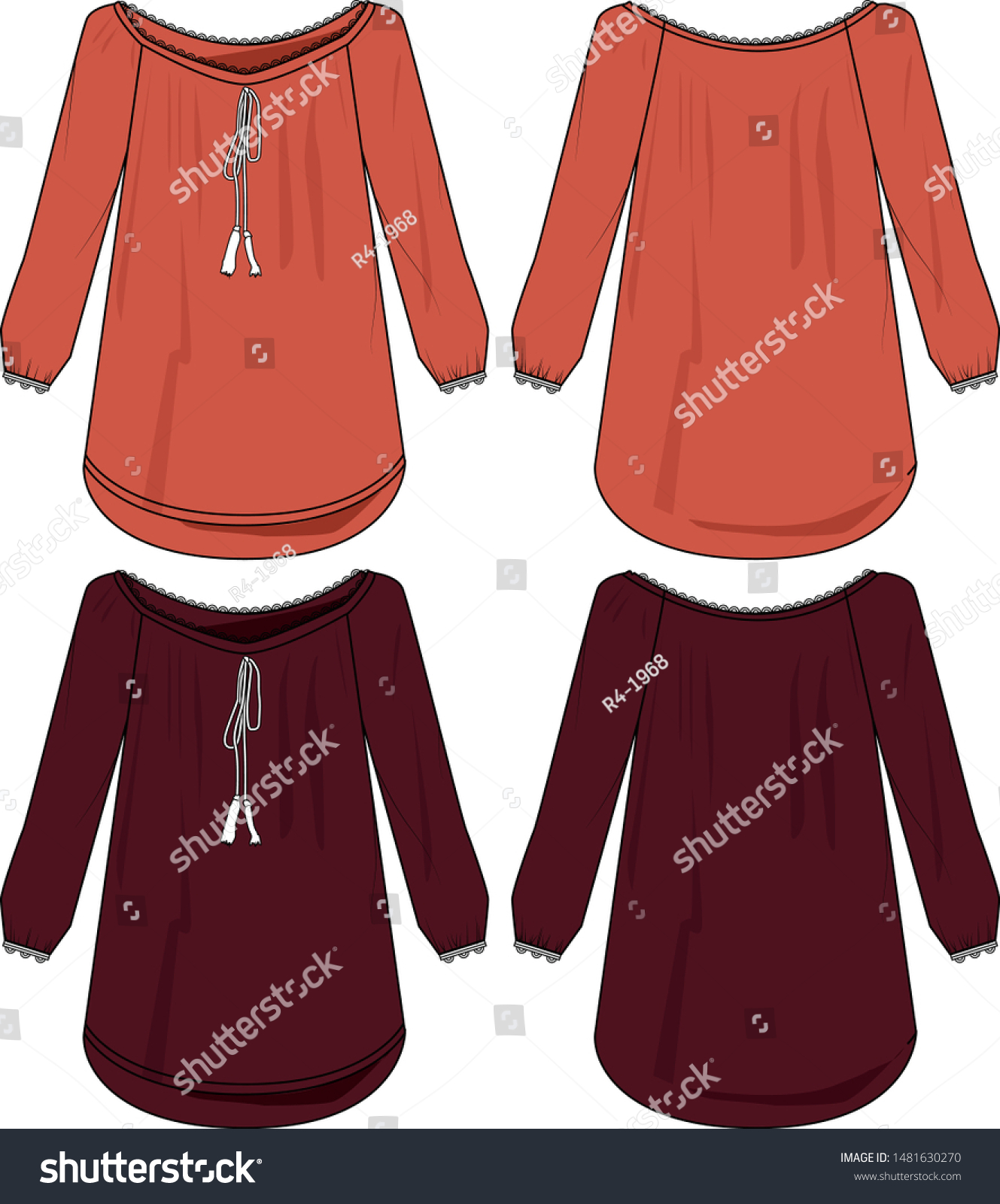 Blouse Vector Woman Template Pattern Stock Vector (Royalty Free) 1481630270