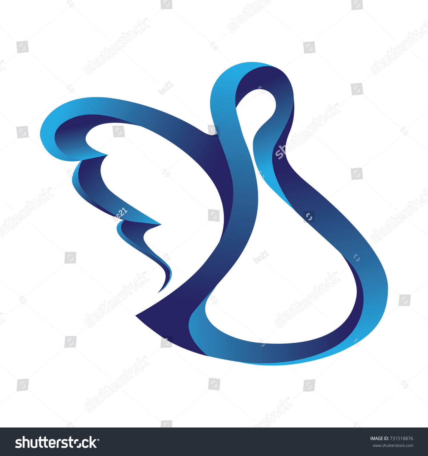 Blue Abstract Angel Logo Stock Vector (Royalty Free) 731518876 ...