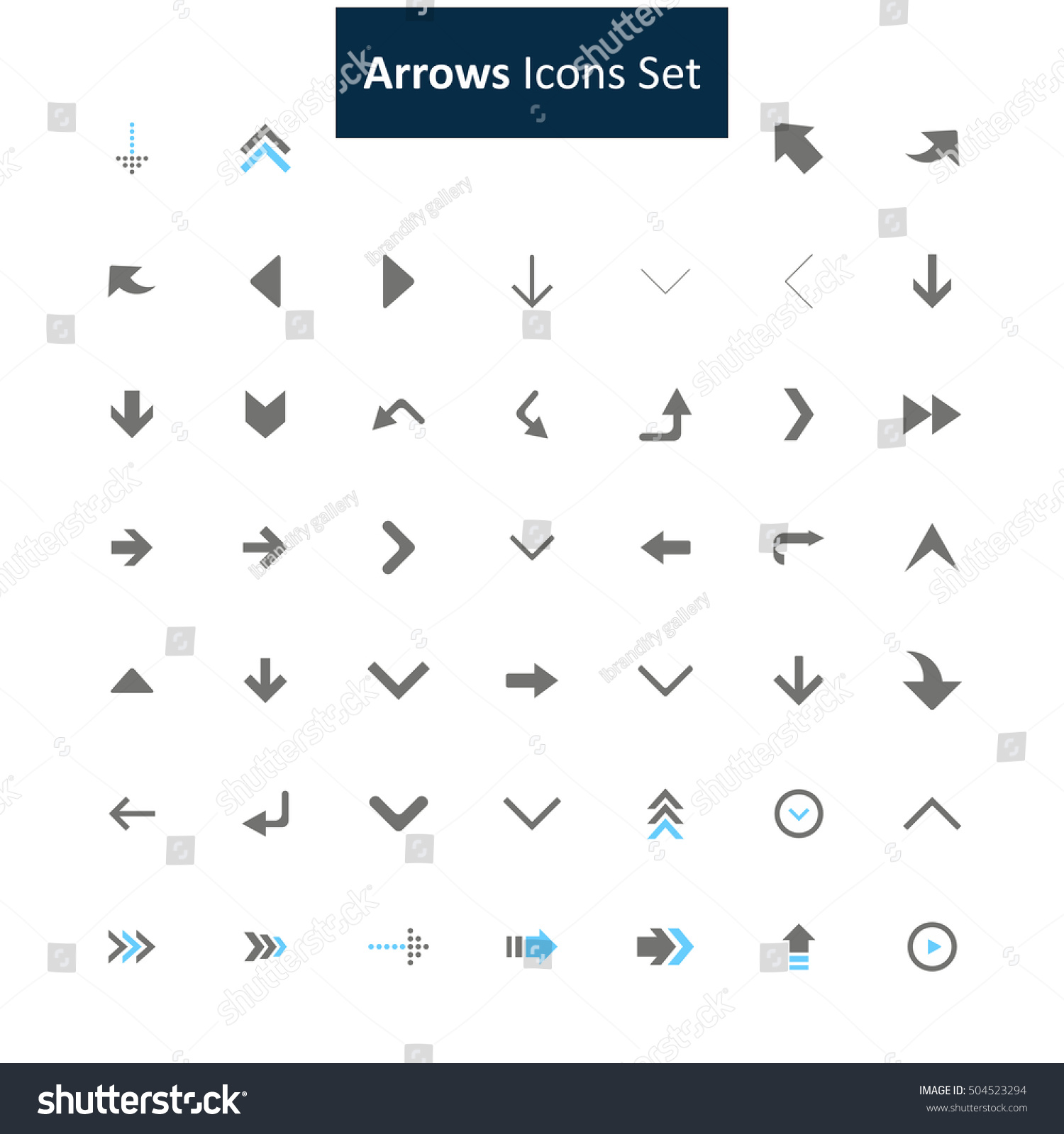 Blue Gray Arrow Icon Set Stock Vector (Royalty Free) 504523294