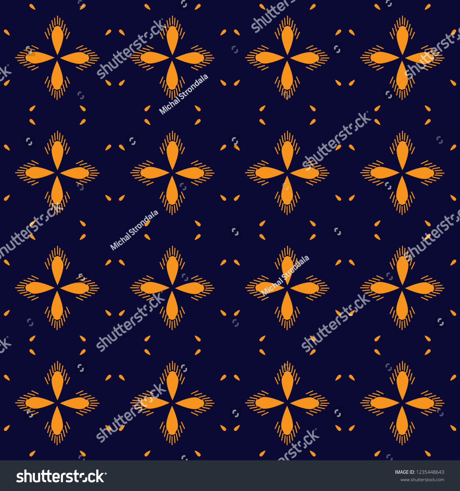 Blue Orange Royal Pattern Seamless Vector Stock Vector (Royalty Free ...
