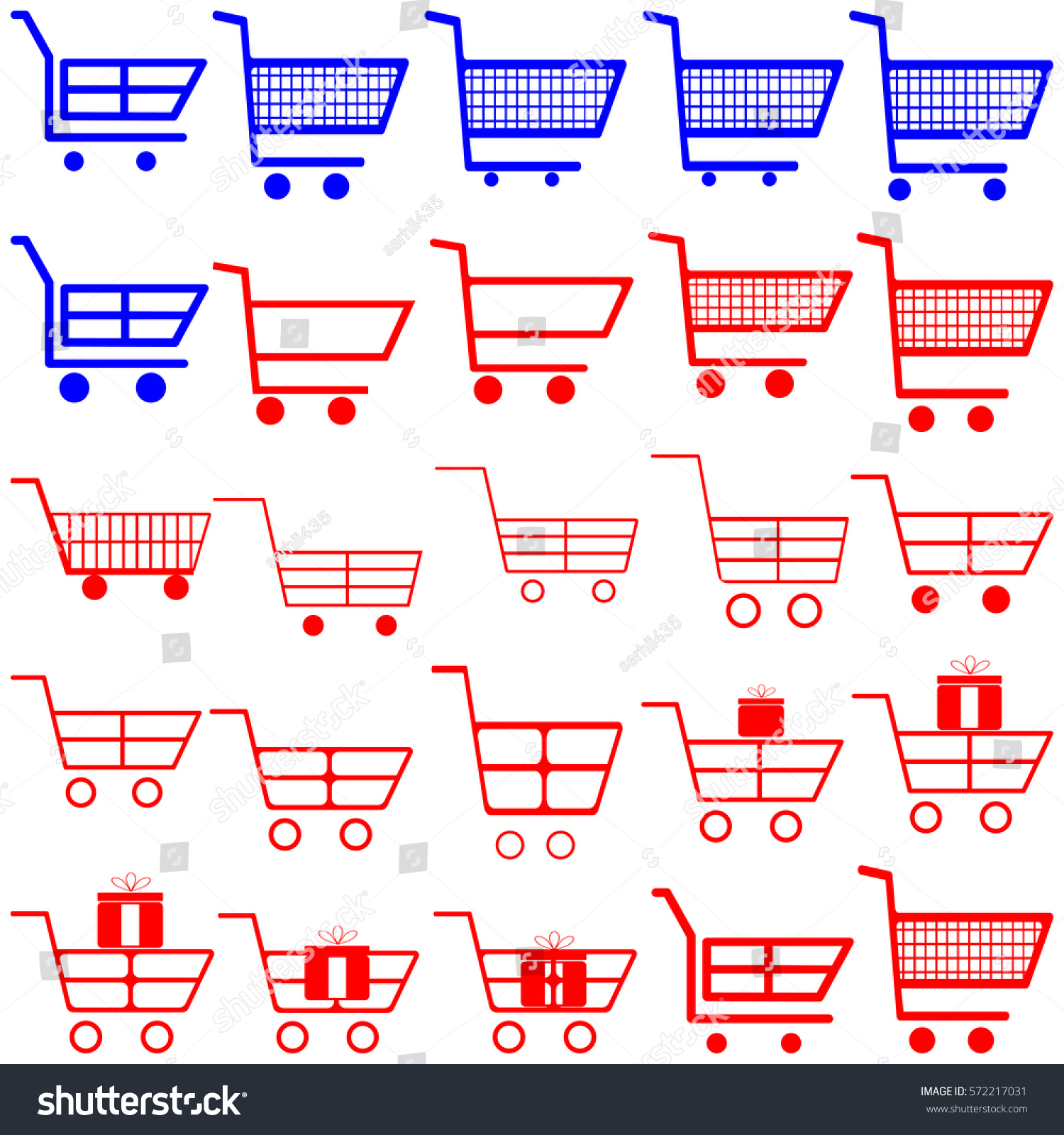 Blue Red Carts Set Stock Vector (Royalty Free) 572217031 | Shutterstock