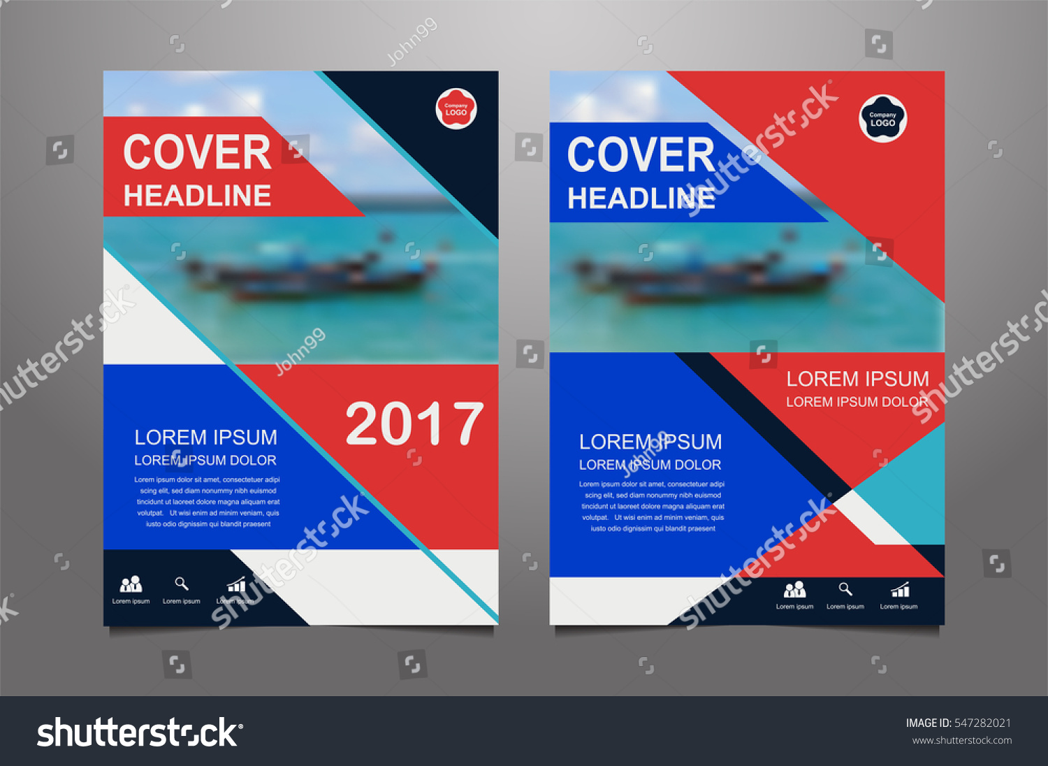 Blue Red Vector Annual Report Leaflet Stock Vector Royalty Free 547282021