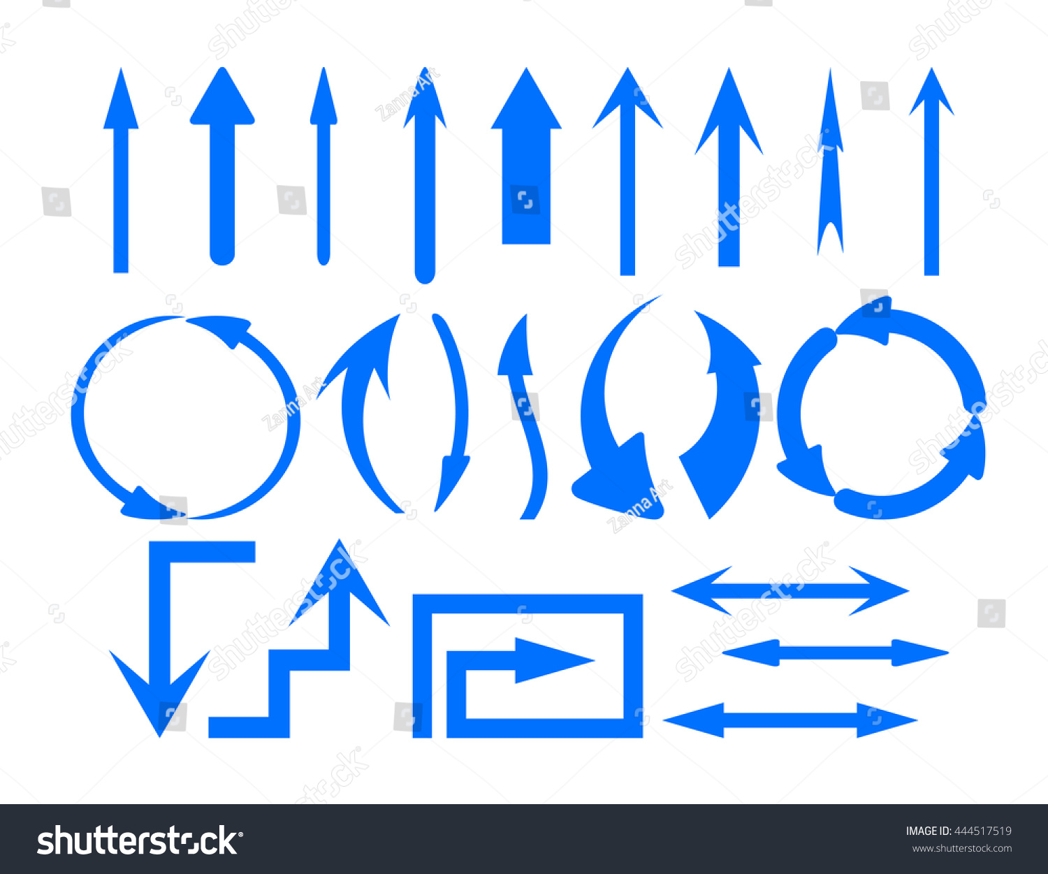 Blue Arrows Symbols Set Stock Vector (Royalty Free) 444517519
