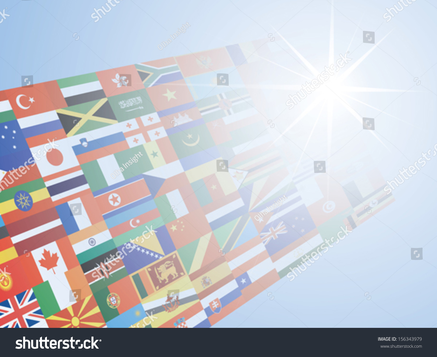 Blue Background Flags Over Sunshine Stock Vector (Royalty Free) 156343979