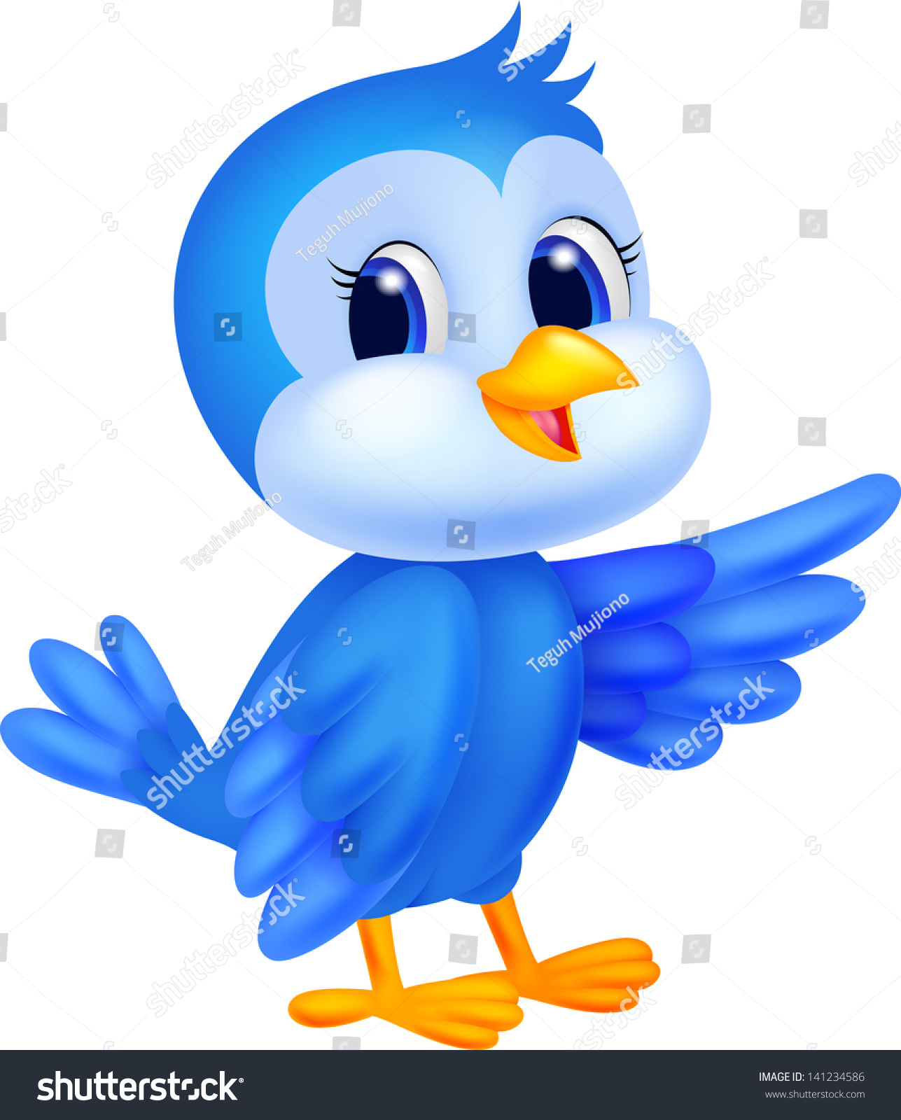 Blue Bird Cartoon Stock Vector (Royalty Free) 141234586 | Shutterstock